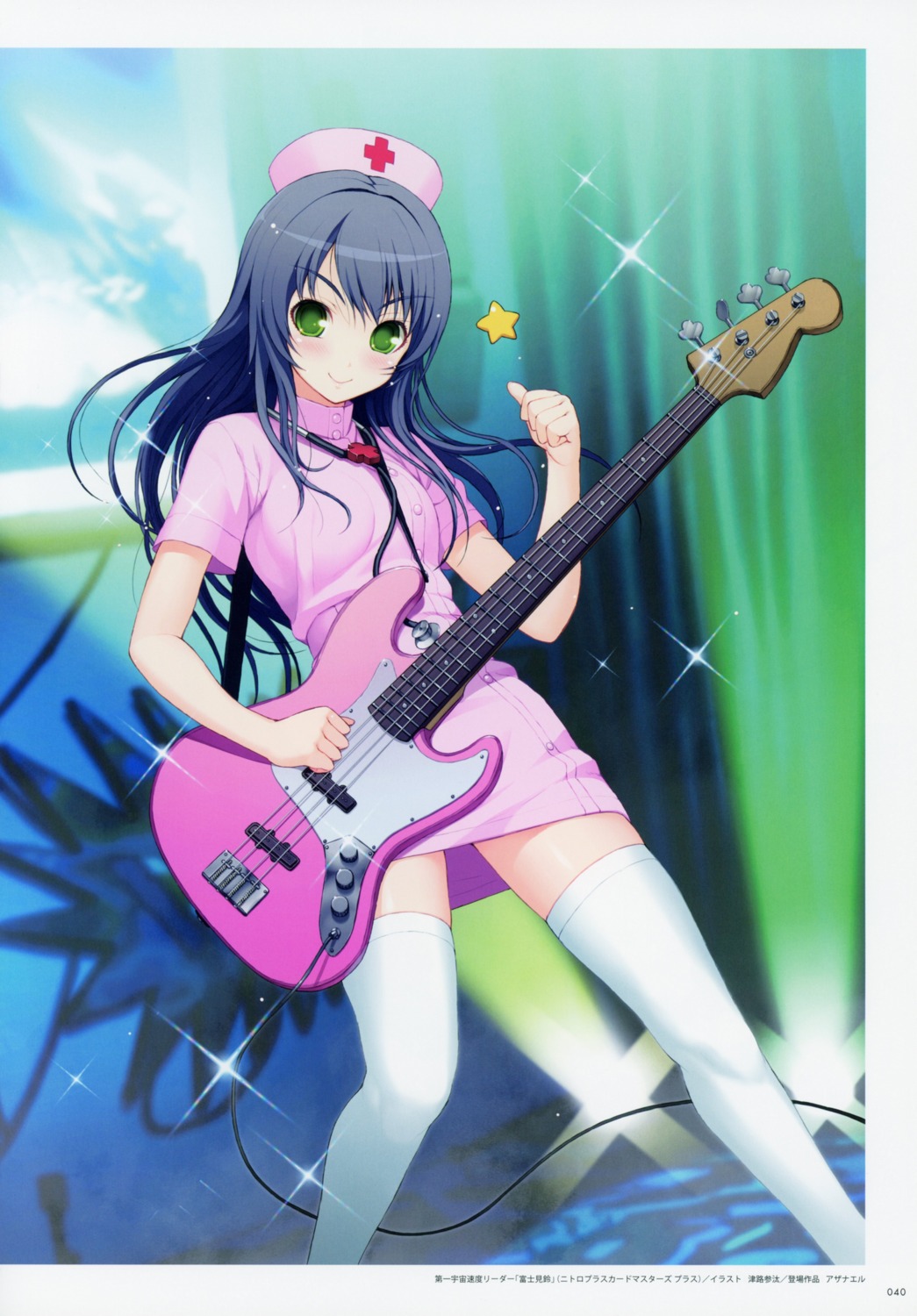 nitroplus tsuji santa axanael fujimi suzu guitar nurse thighhighs | #509226 | yande.re